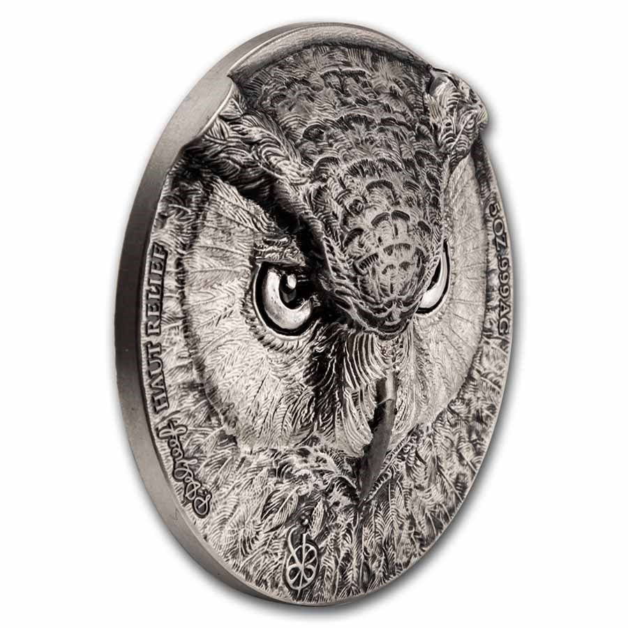 2021 Ivory Coast DeGreef Signature Edition Owl Antiqued 2 x 5 oz Silver ...