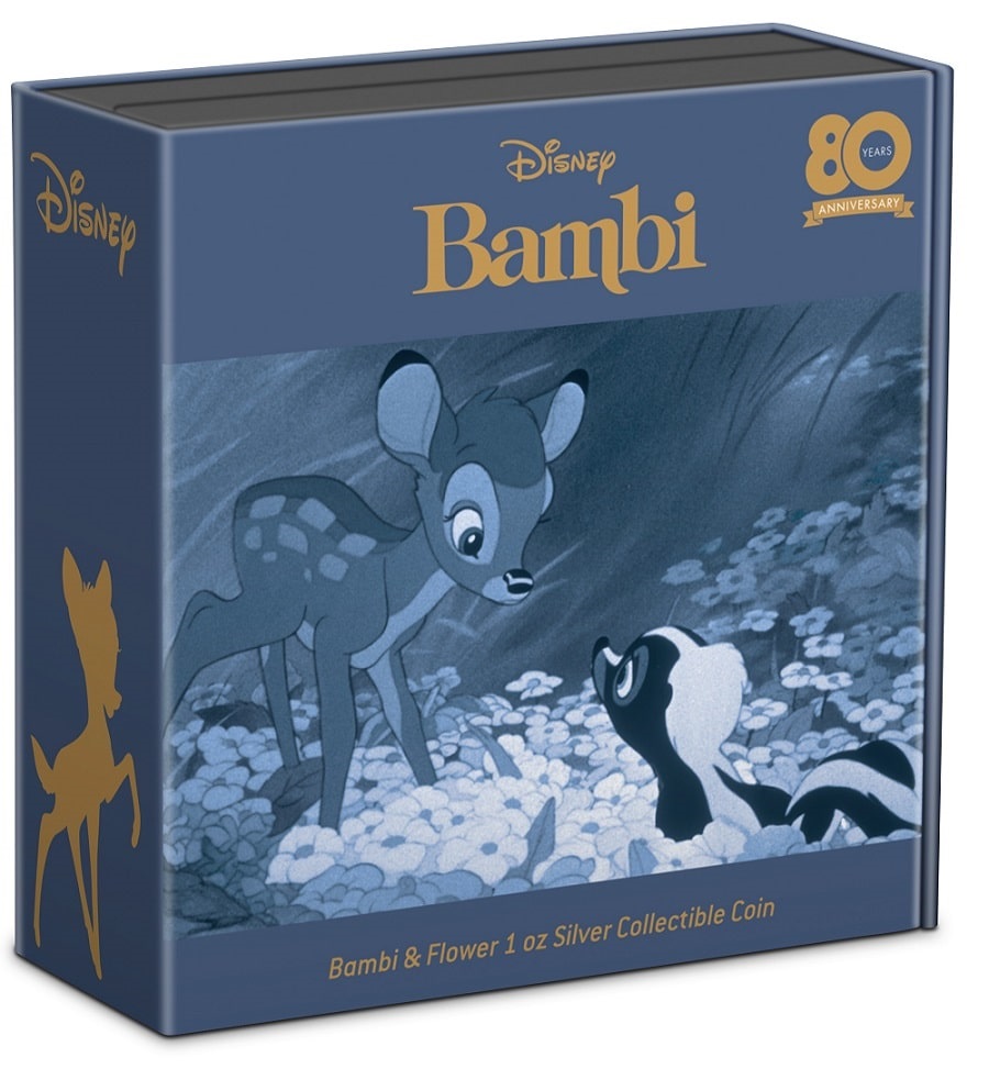 2022 Niue Disney Bambi 80th Ann. Bambi and Flower 1oz Silver Colorized ...