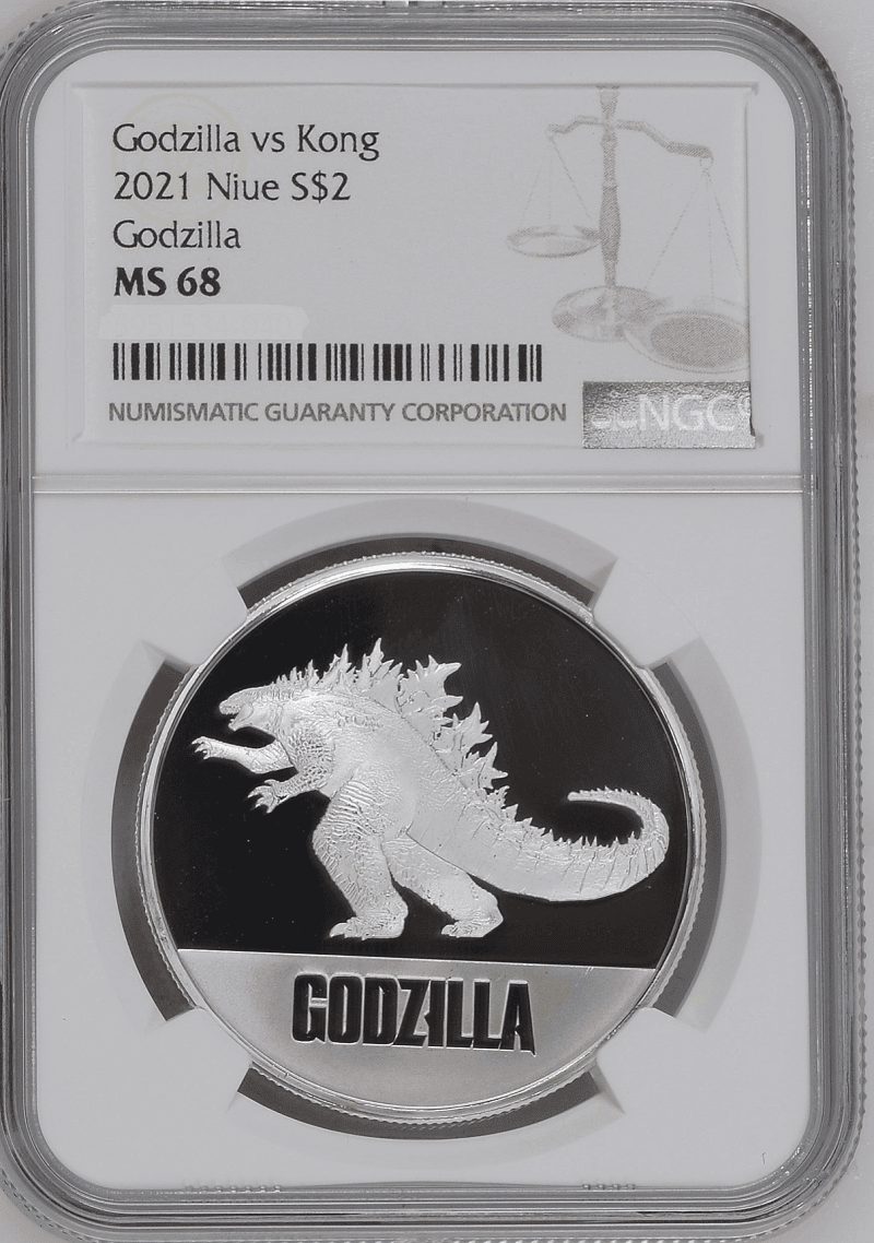 2021 Niue Godzilla vs. Kong Godzilla 1oz Silver BU Coin NGC MS 68