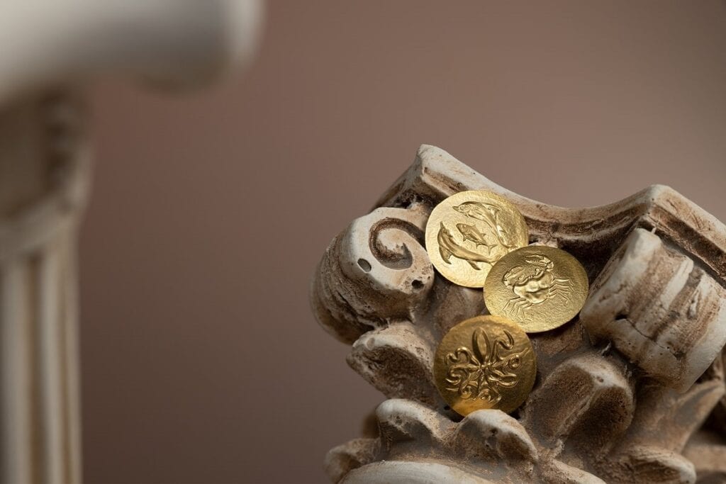 2022 Cook Islands Ancient Greece Dolphins and Tuna Cyzicus .5g Gold Coin