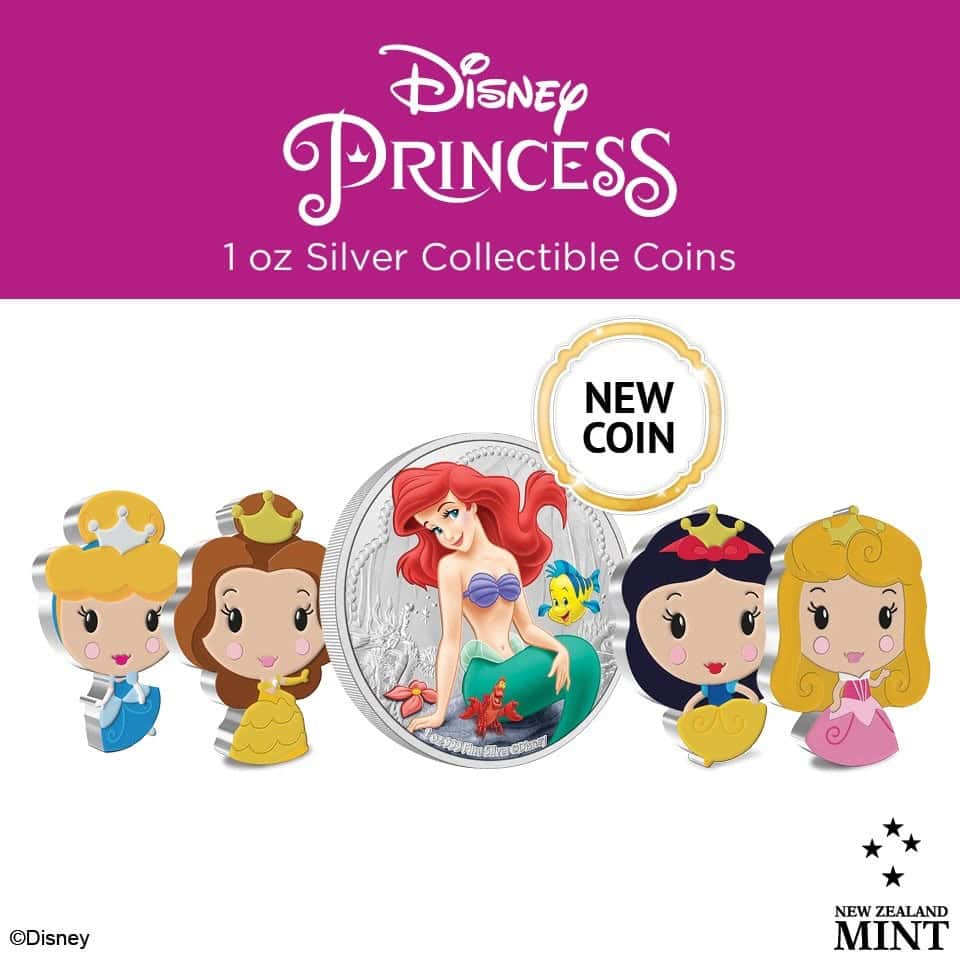 2022 Niue Disney Princess Ariel 1oz Silver Colorized Proof Coin