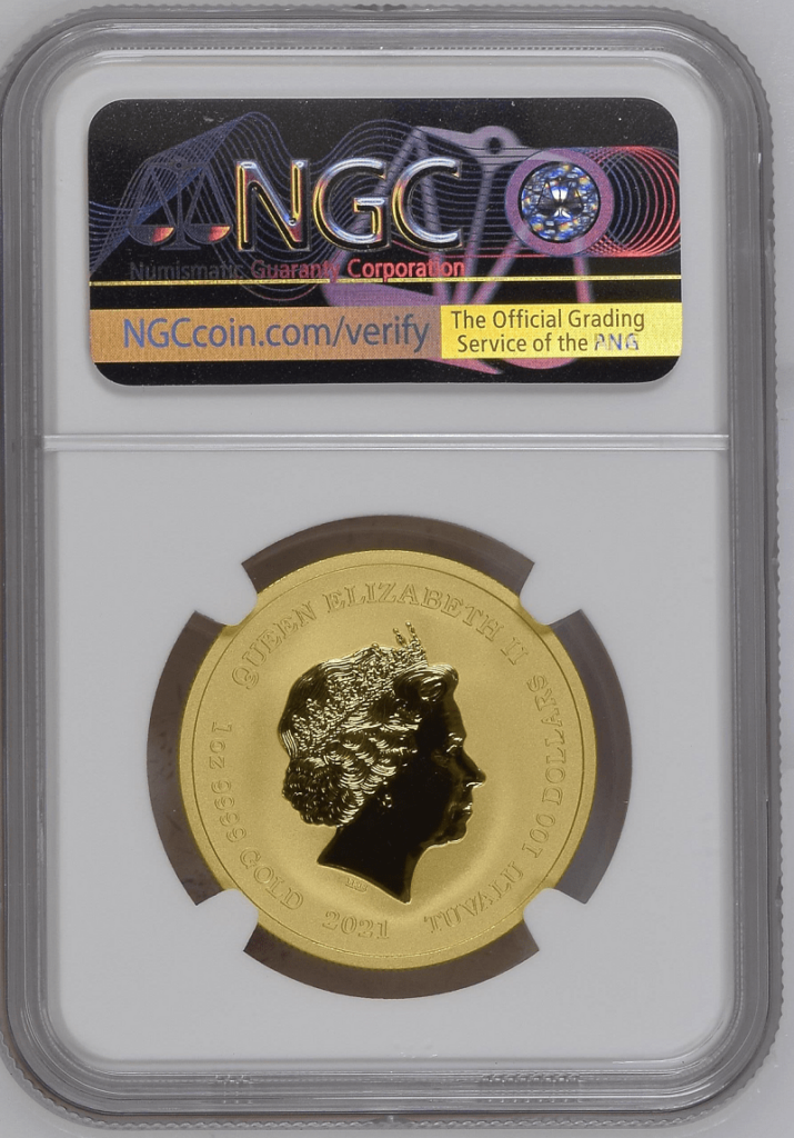 2021 Tuvalu Gods of Olympus Poseidon 1oz Gold Coin NGC MS 70