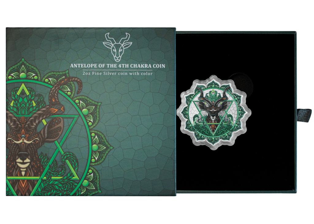 2022 Solomon Islands Antelope of the 4th Chakra 2oz Silver Colorized Coin