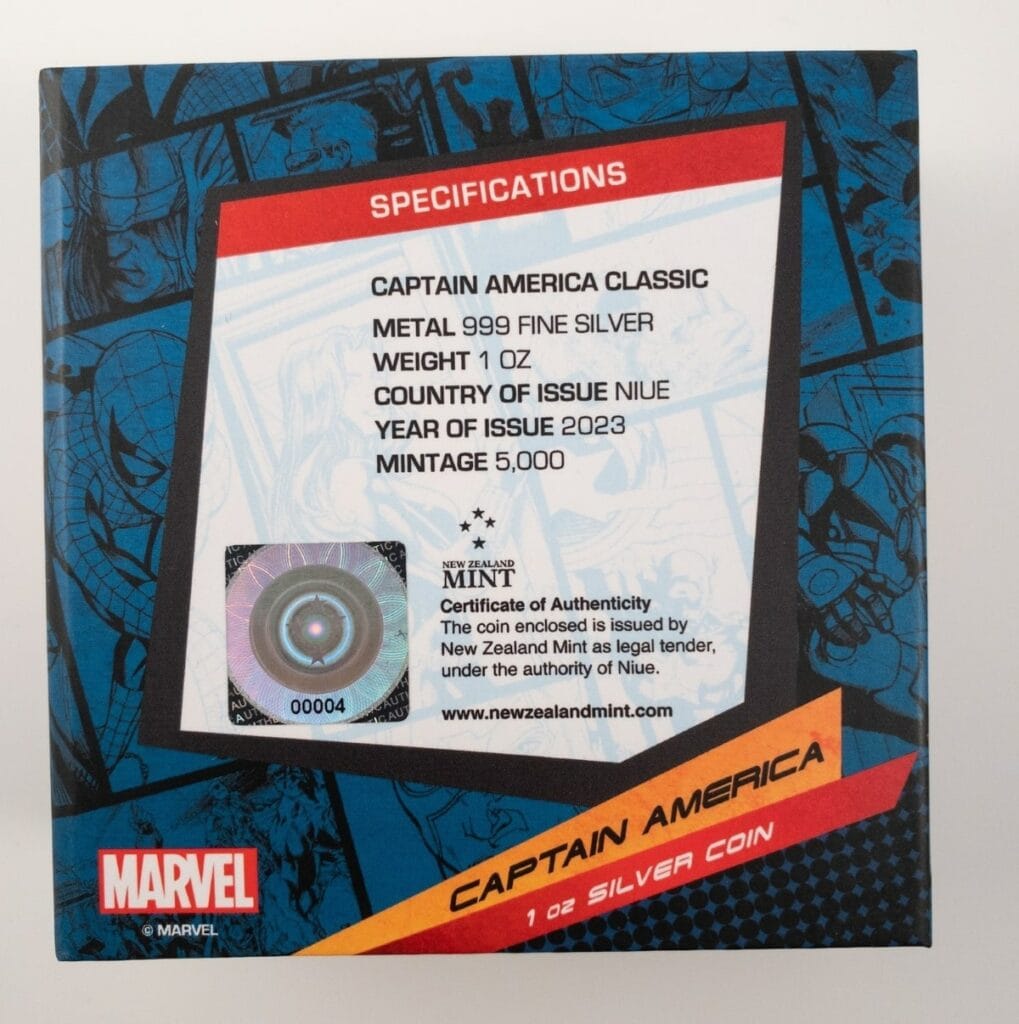 2023 Niue Marvel Captain America 1oz Silver Colored Proof Coin ...