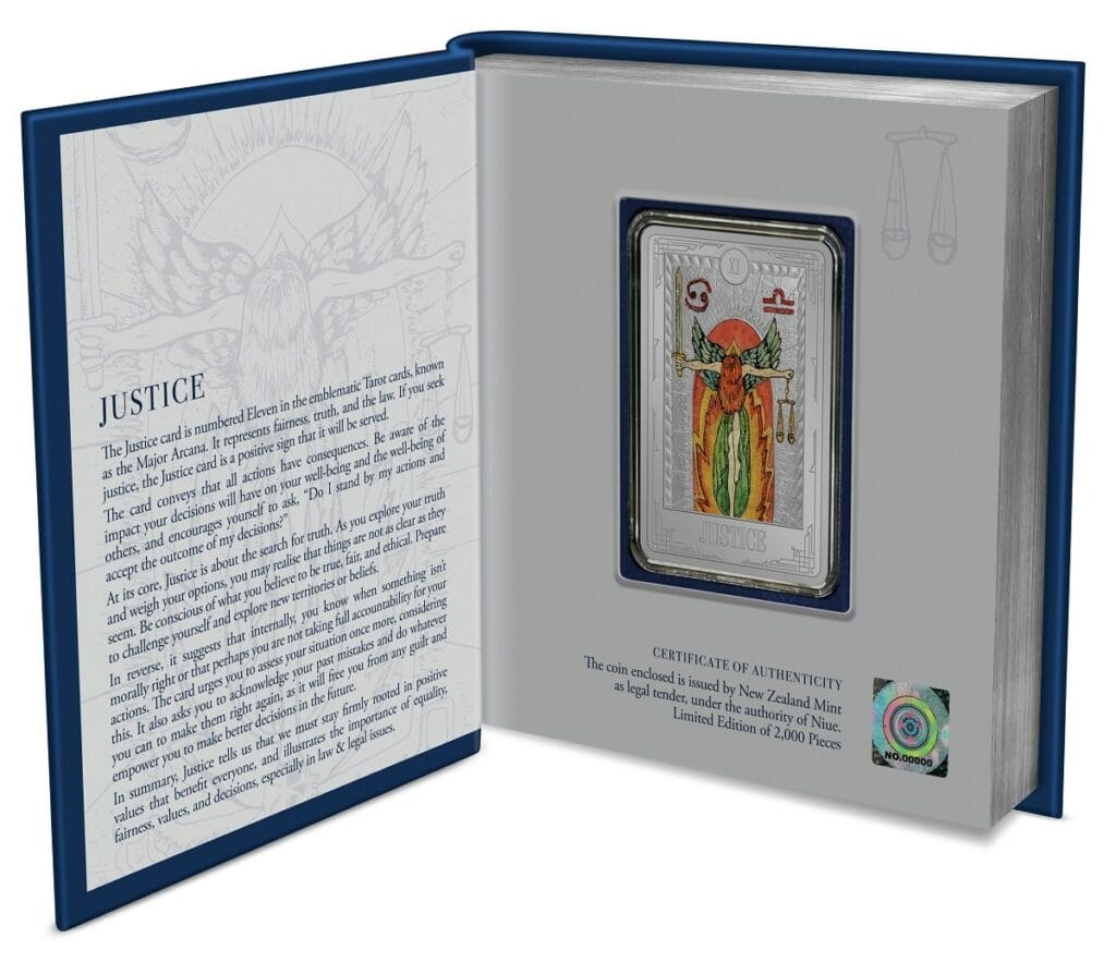 2023 Niue Tarot Cards Justice 1oz Silver Coin