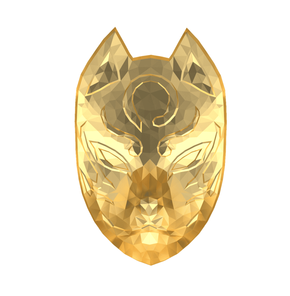 2023 South Korea Traditional Mask Kitsune Gold Gilded 2oz Silver Stacker