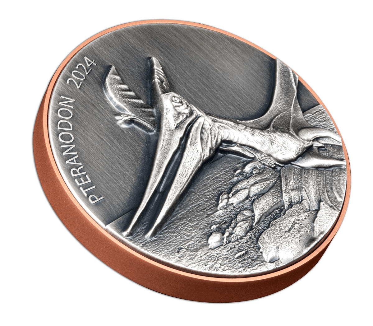 2023 Vanuatu Double Silver Giant Pteranodon Antique Finish Silver Coin ...