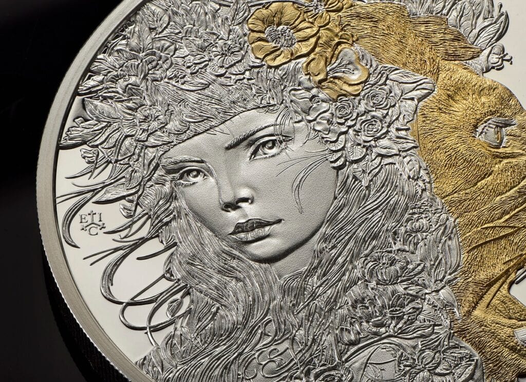 2024 St. Helena Modern Una and The Lion 1oz Silver Gilded Proof Coin