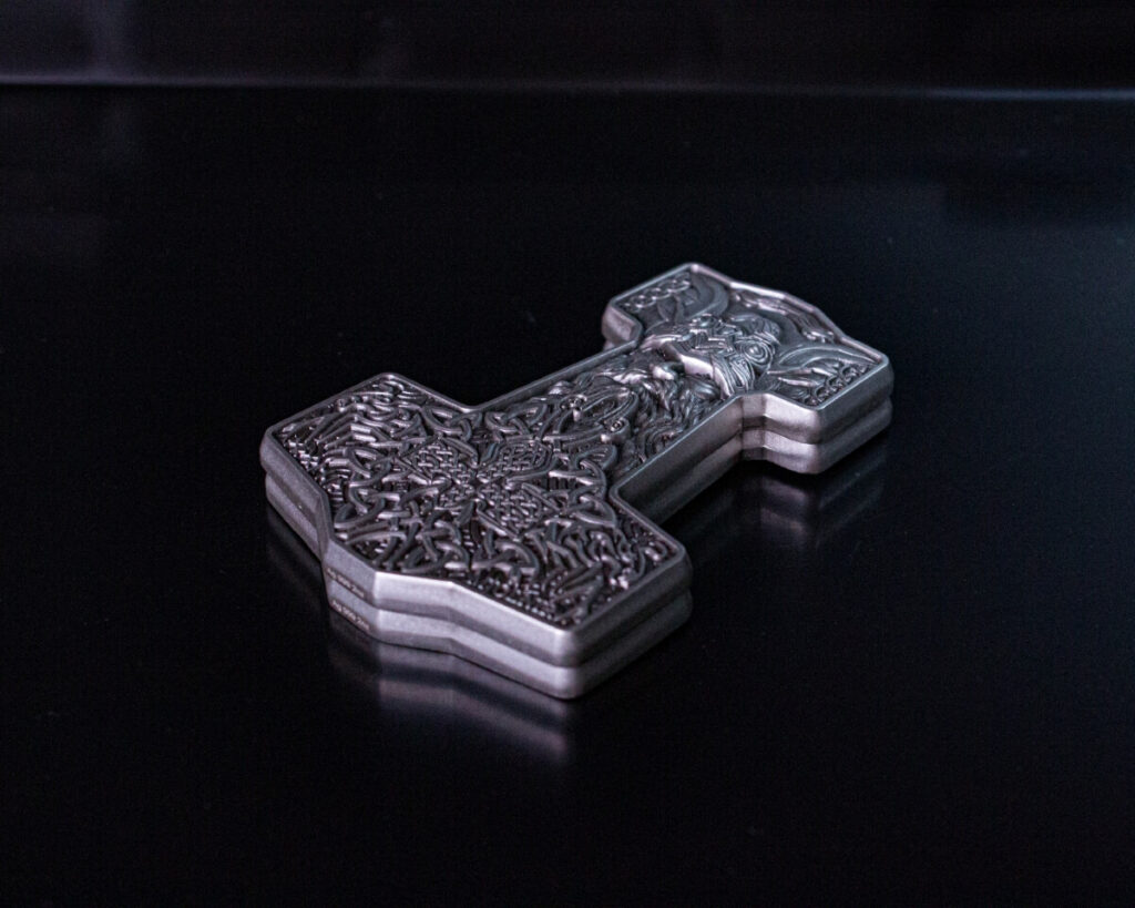 2024 South Korea Thor's Mjolnir Hammer 2oz Silver Antiqued Stacker Coin