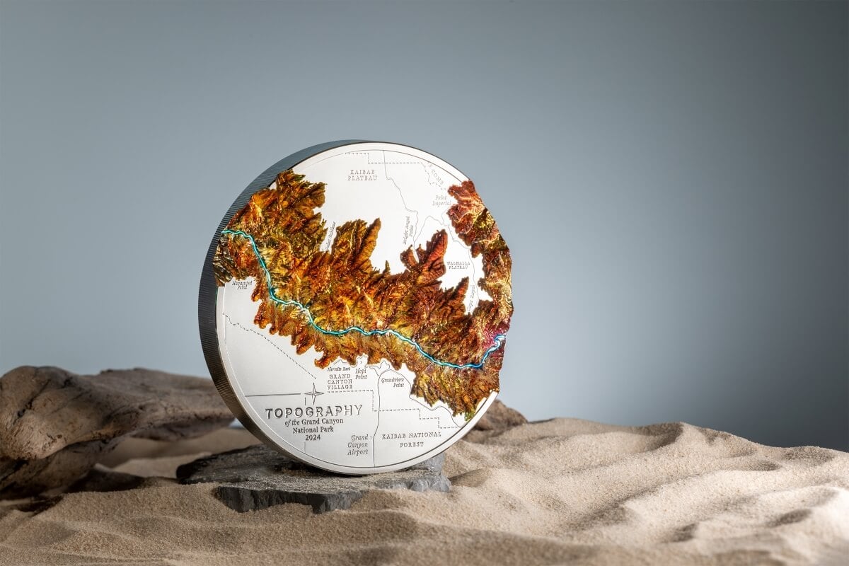 2024 Cook Islands Topography Grand Canyon 1 Kilo Silver Colorized Proof ...