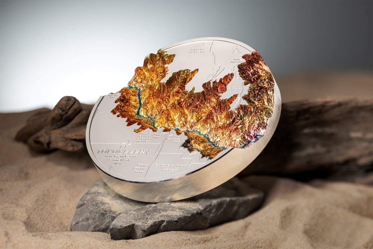 2024 Cook Islands Topography Grand Canyon 1 Kilo Silver Colorized Proof ...