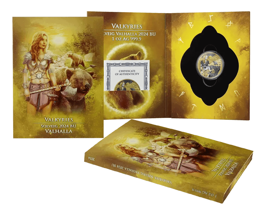 2024 Germania Valkyries Solveig Valhalla 1 oz Silver Gilded Coin