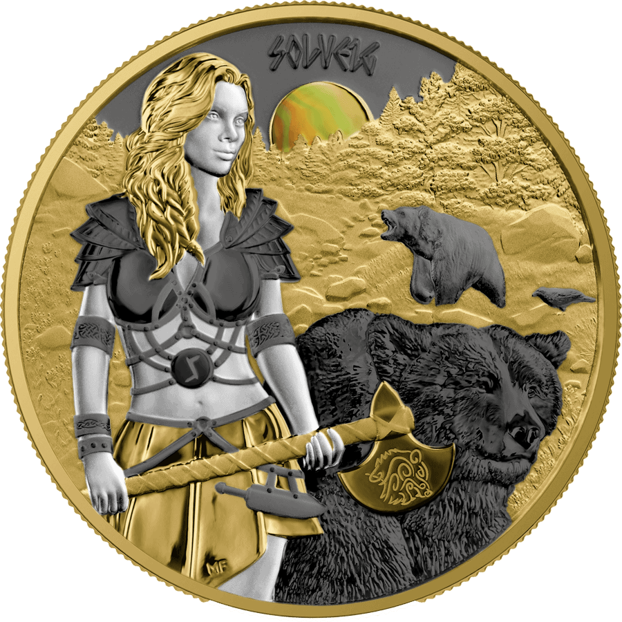 2024 Germania Valkyries Solveig Valhalla 1 oz Silver Gilded Coin