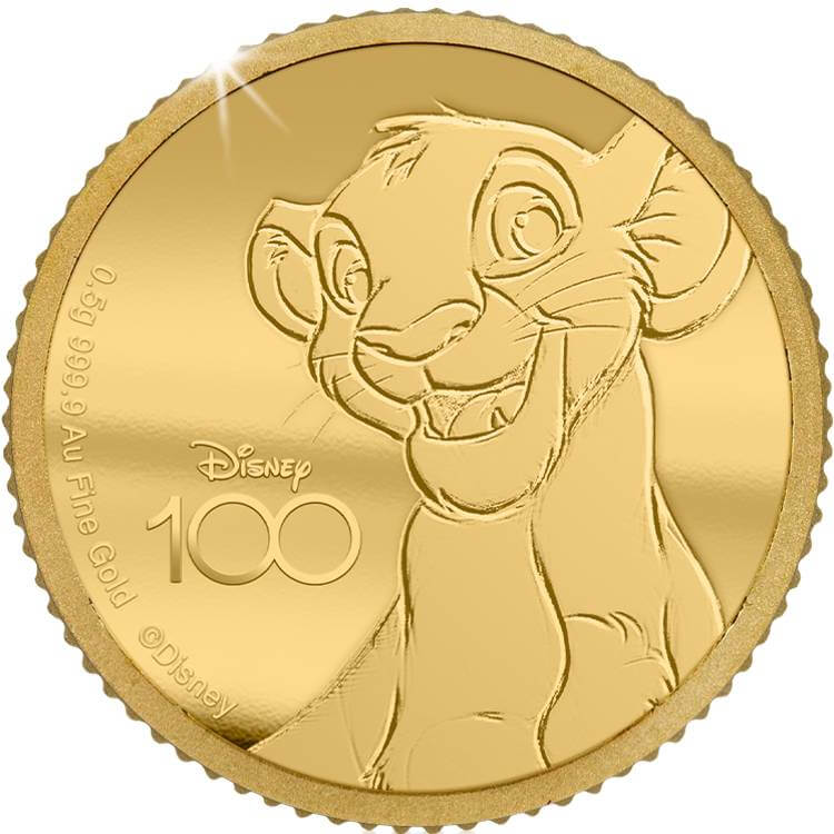 2023 Solomon Islands 100 Years of Wonder Lion King Simba 1/2 Gram Gold Coin