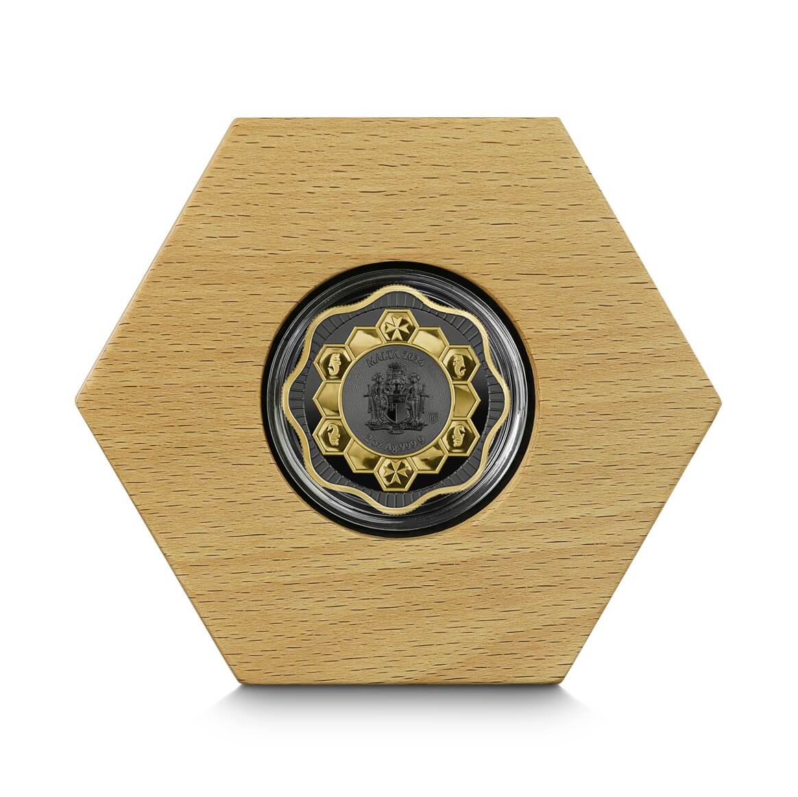 2024 Malta Maltese Bee 2 oz Silver High Relief Gilded Ruthenium Plated Coin