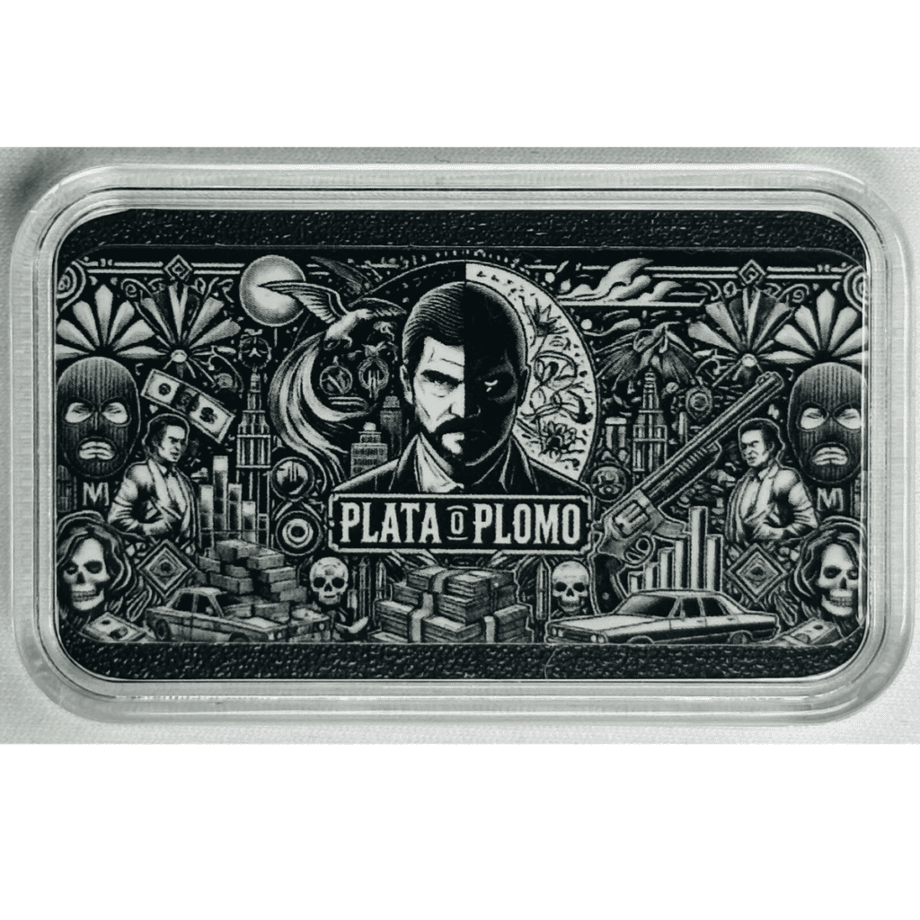 2024 Plata o Plomo Bullets Pack 4 Gram Silver Poured Gilded Bars in Holder