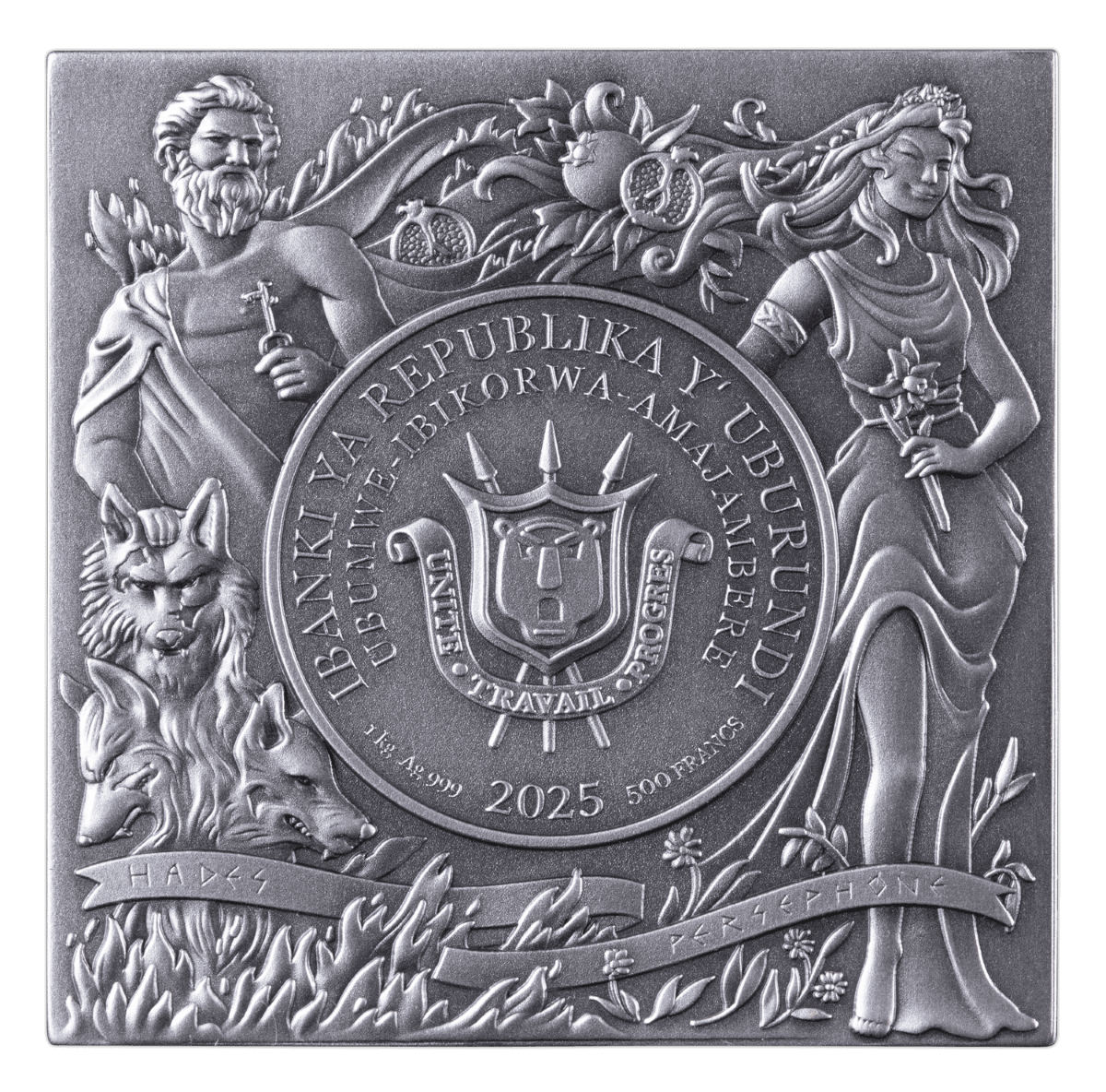 2025 Burundi Greek Gods Cube 1 Kilo Silver Shaped Antiqued Coin