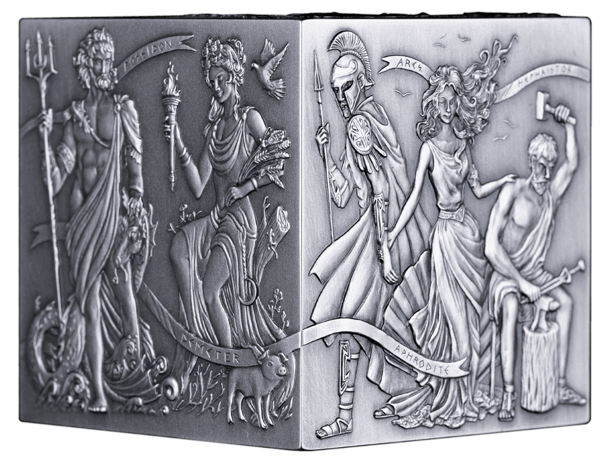 2025 Burundi Greek Gods Cube 1 Kilo Silver Shaped Antiqued Coin