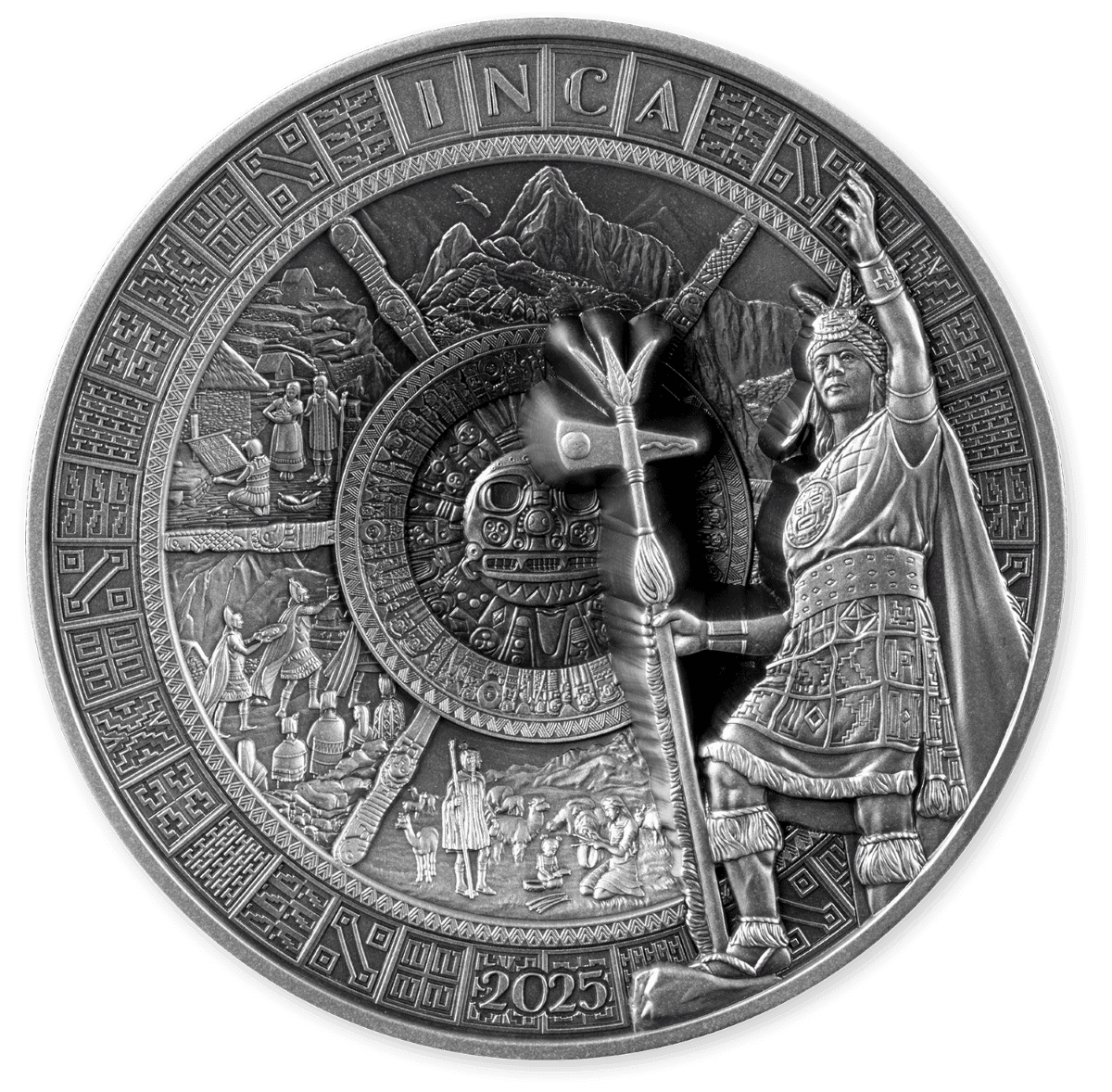 2025 Samoa Inca Empire Kilo Silver Antiqued High Relief Multi Layer Coin