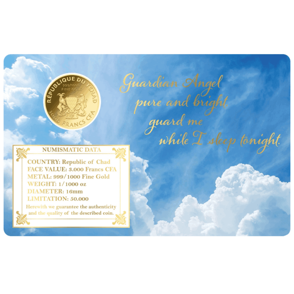 2023 Chad Guardian Angel 1/1000 oz Gold Coin in Assay Card