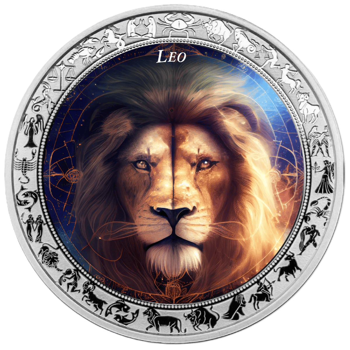 2025 Ghana Zodiac Leo Space 1 oz Silver Colorized Proof Coin