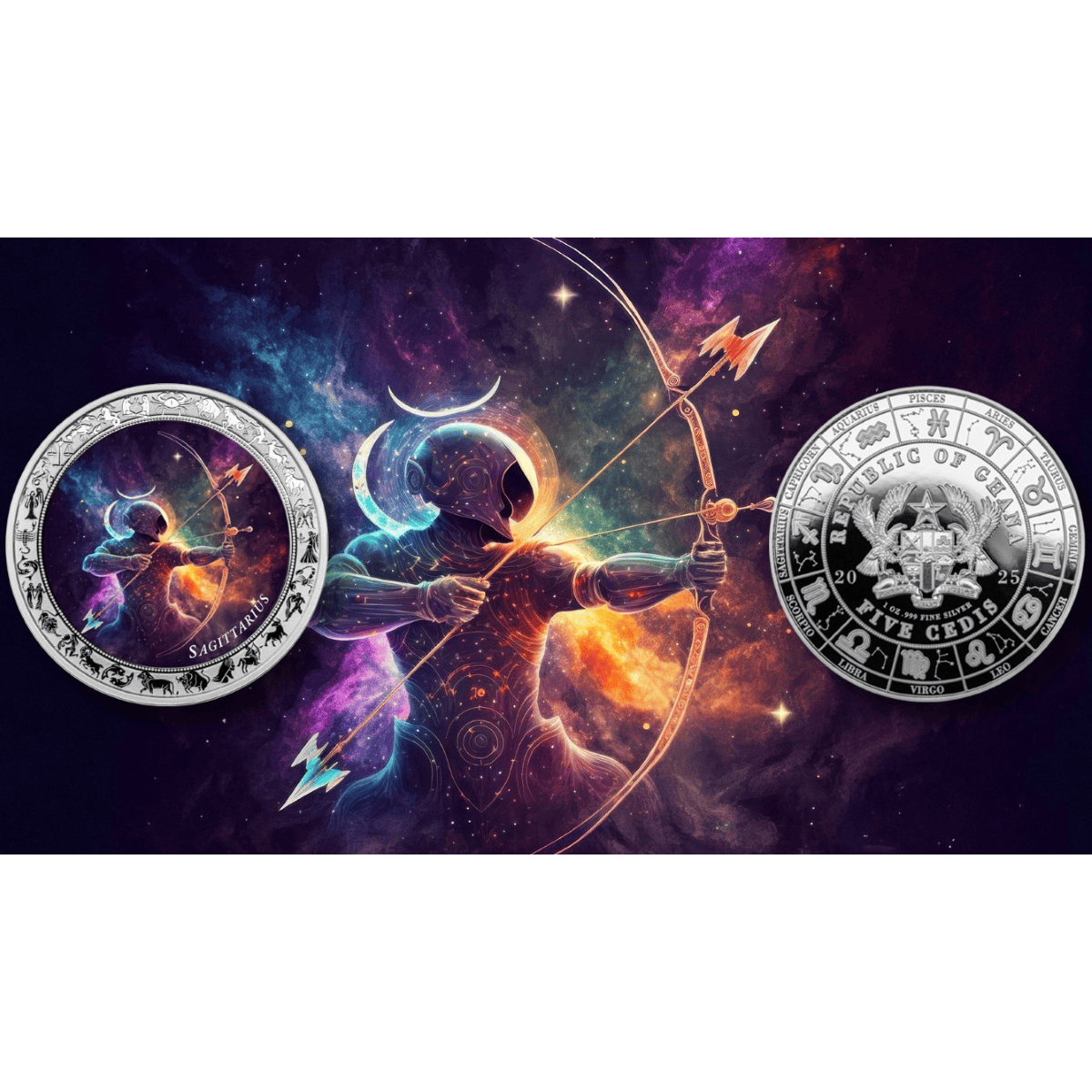 2025 Ghana Zodiac Sagittarius Space 1 oz Silver Proof Coin