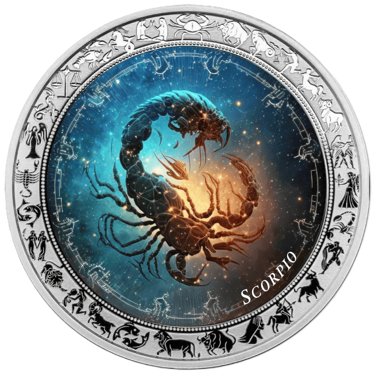 2025 Ghana Zodiac Scorpio Space 1 oz Silver Colorized Proof Coin