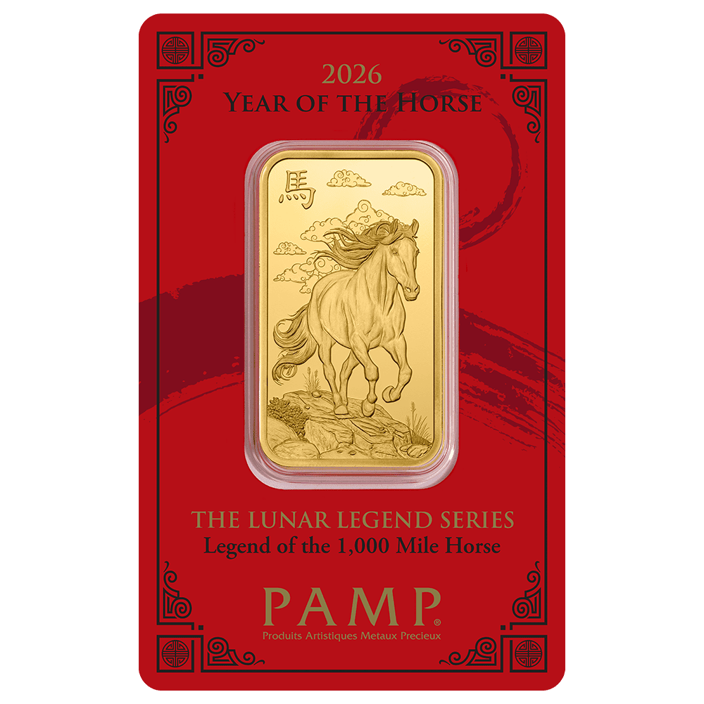 2026 PAMP Lunar Legends 1000 Mile Horse 1 oz Gold Bar