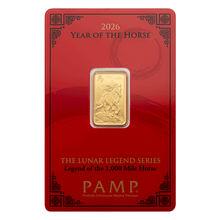 2026 PAMP Lunar Legends 1000 Mile Horse 5 Gram Gold Bar