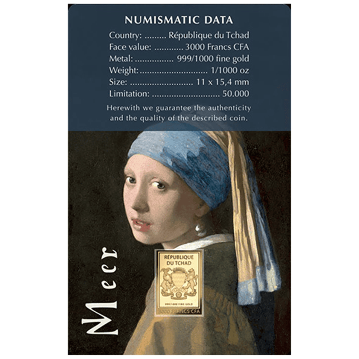 Chad Vermeer Pearl Earring 1/1000 oz Gold Proof-Like Coin
